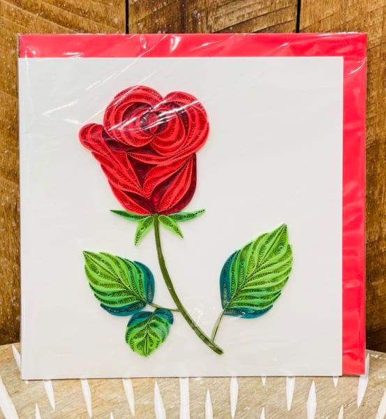 Handmade Quilling Card - Red Rose | Sarina's Florist