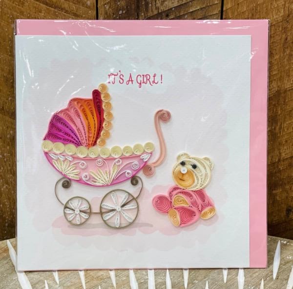 Handmade Quilling Card - Baby Girl | Sarina's Florist
